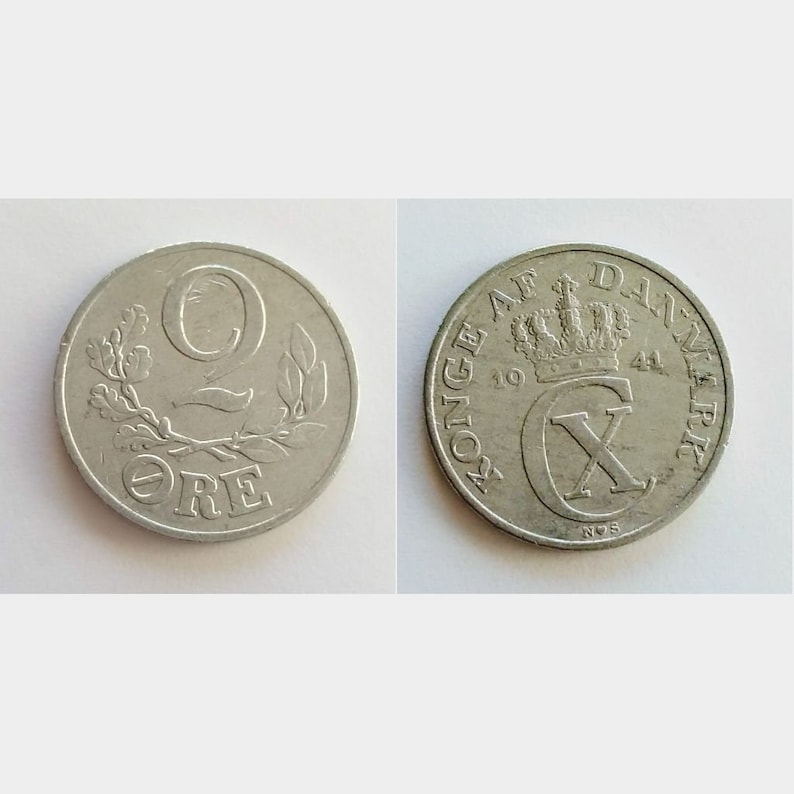 Danish 2 Ore 1941, 1942, 1943, 1944, 1945, 1947. Vintage Coins From ...
