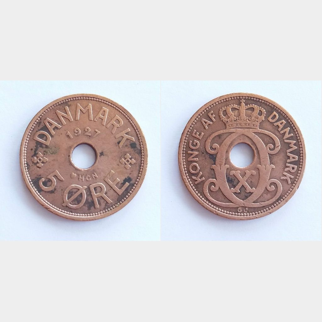 Danish 5 Ore 1927, 1928, 1929. Vintage Coins From Denmark 94 95 96 Year ...