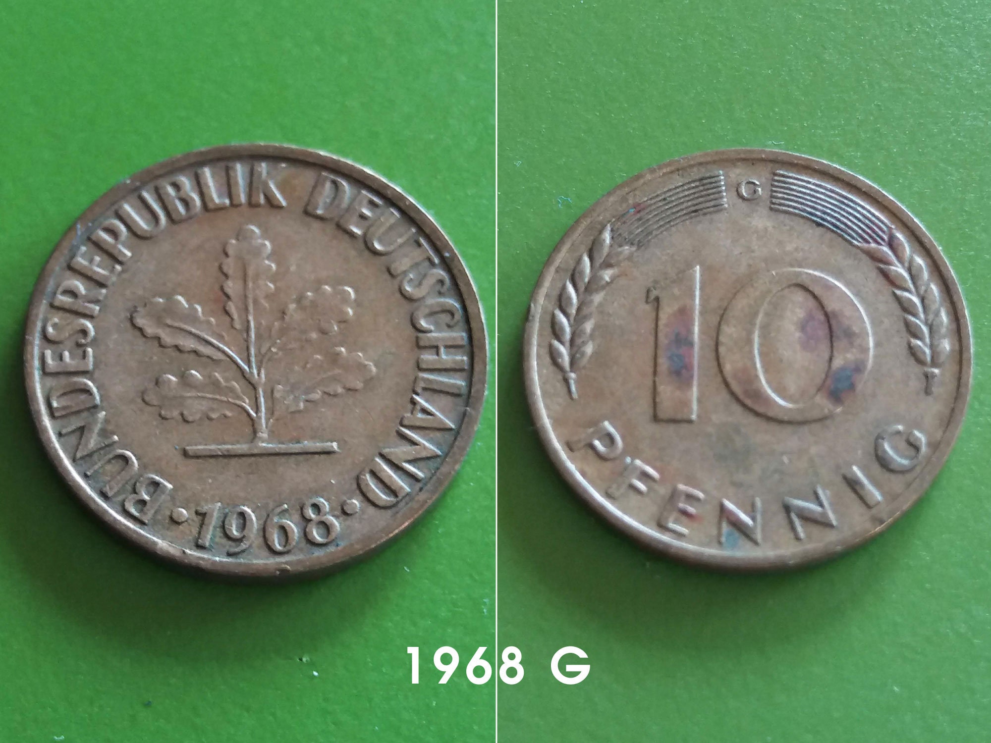 German 10-pfennig, 1960's German Coins, 1966, 1967, 1968 Coins From ...