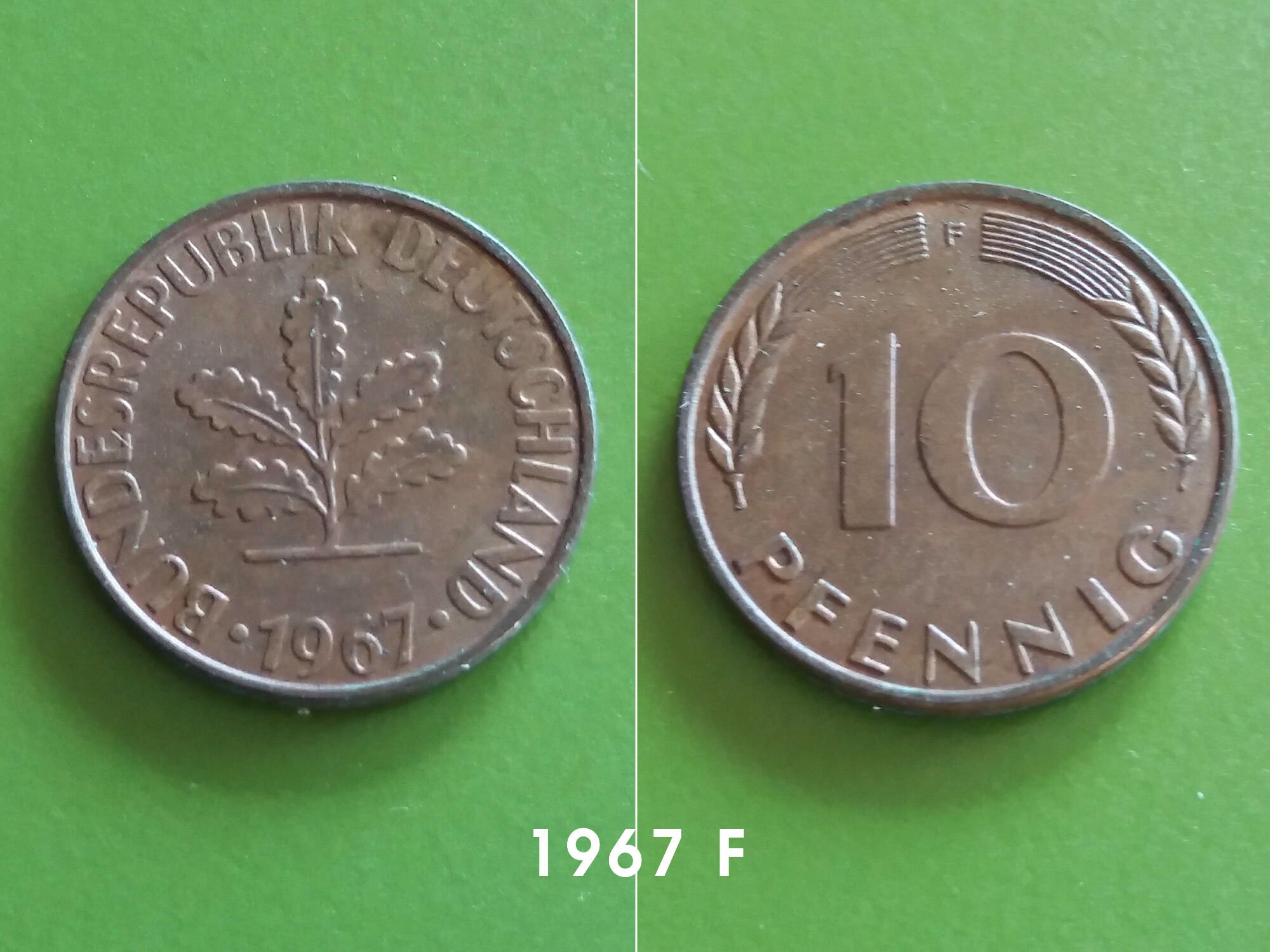 German 10-pfennig, 1960's German Coins, 1966, 1967, 1968 Coins From ...