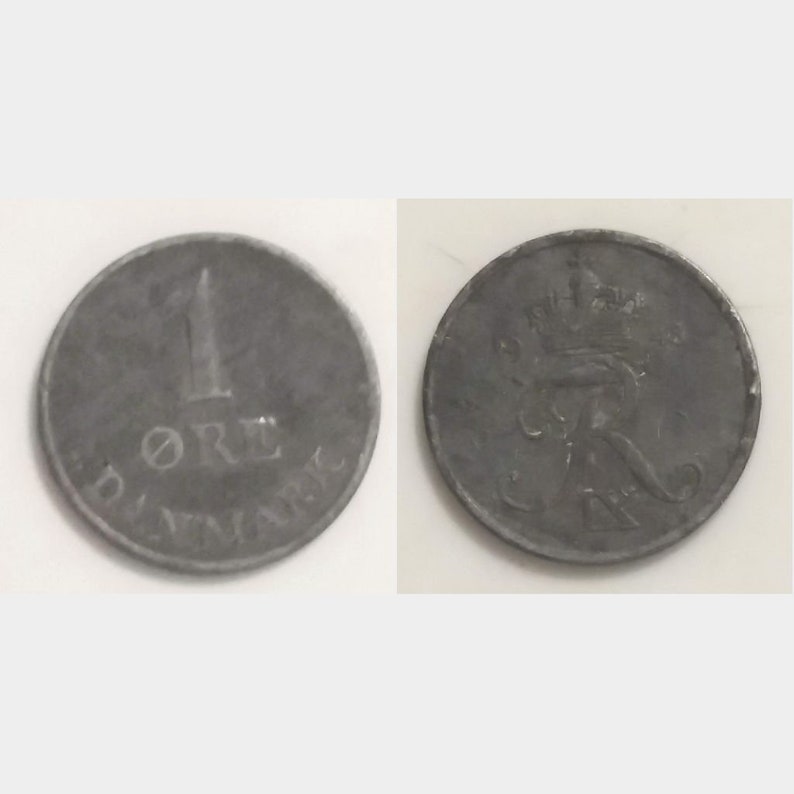 Danish 1 øre 1948, 1949, Vintage Coin From Denmark Frederik IX, Danish ...