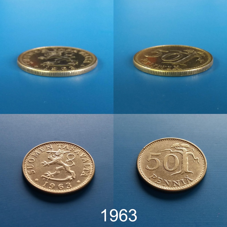 Finland 50 Pennia, 1963, 1981, Vintage Coins From Finland, Nordic Coins ...