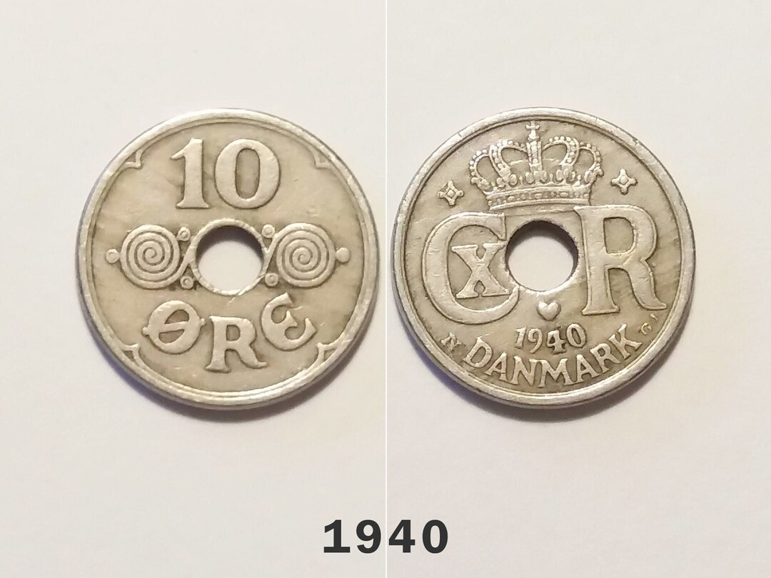 Danish 10 Ore 1935, 1936, 1937, 1938, 1939, 1940, 1941, 1946 - Vintage ...