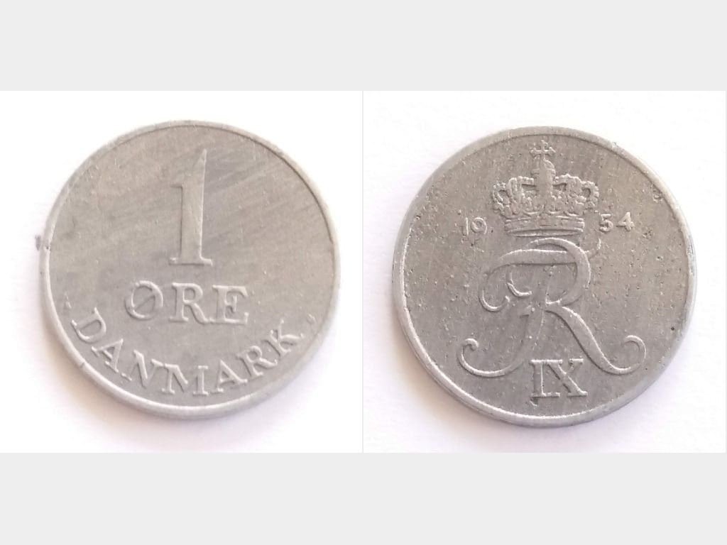Danish 1 Ore 1950, 1951, 1952, 1953, 1954, 1955, 1956, 1957. Vintage ...