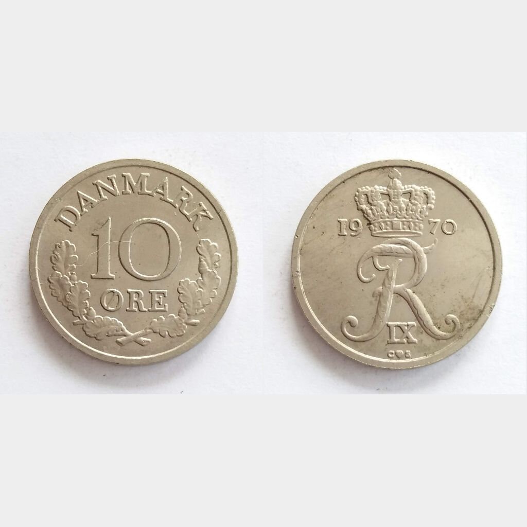 Denmark 10 Ore 1968, 1969, 1970, 1971. Vintage Coins From Denmark ...