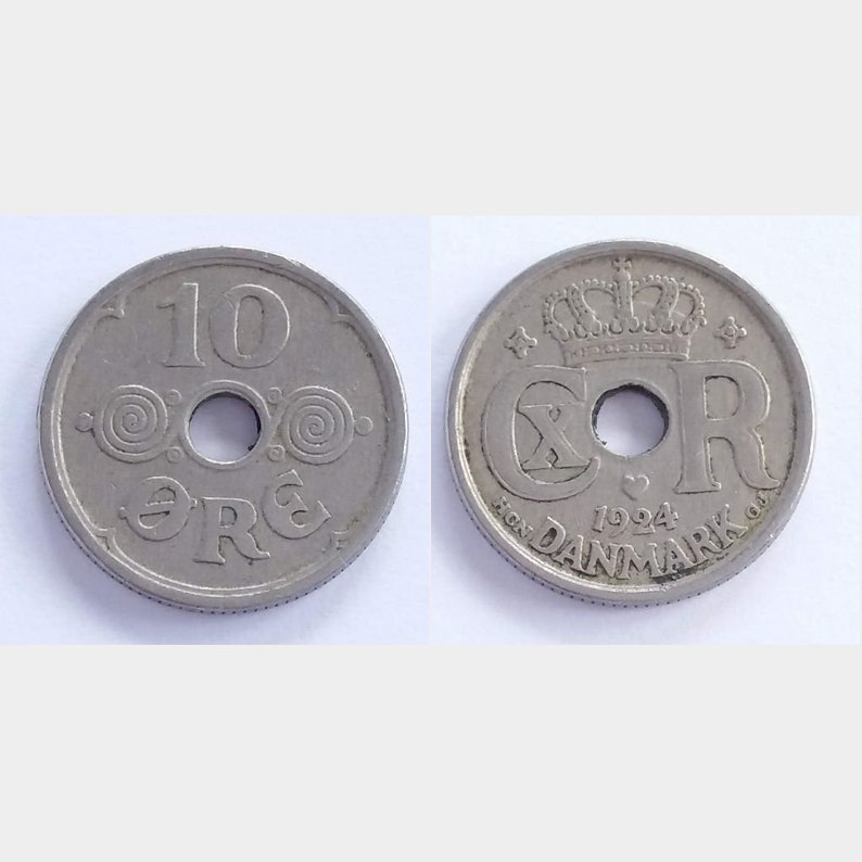Danish 10 Ore 1924, 1925, 1926, 1929, 1931, 1933, 1934 - Vintage Coins ...