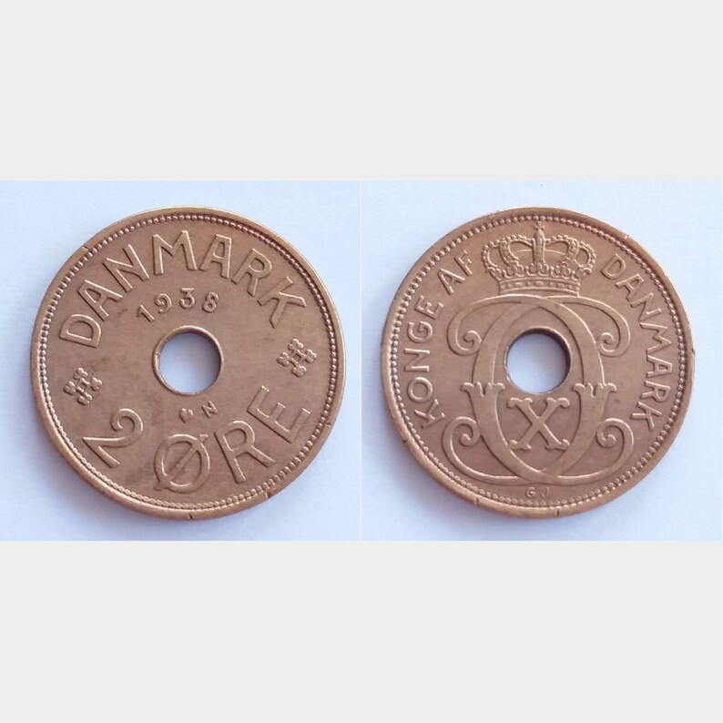Danish 2 Ore 1936, 1937, 1938, 1939, 1940 - Vintage Coins From Denmark ...
