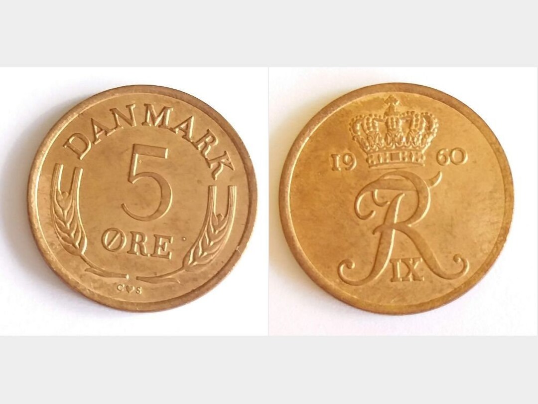 Danish 5 Ore 1960, 1962, 1963, 1964, 1965, 1966, 1967, 1968. Vintage ...