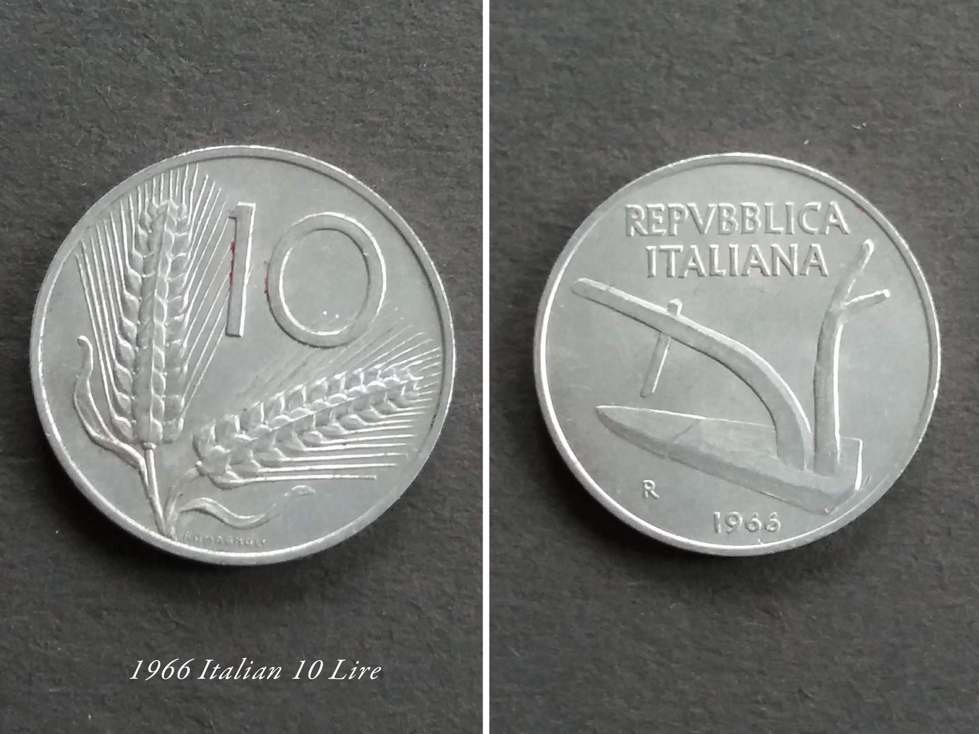 Italian 10 Lire, 1955, 1966, Italian Lira, Vintage Coins From Italy ...