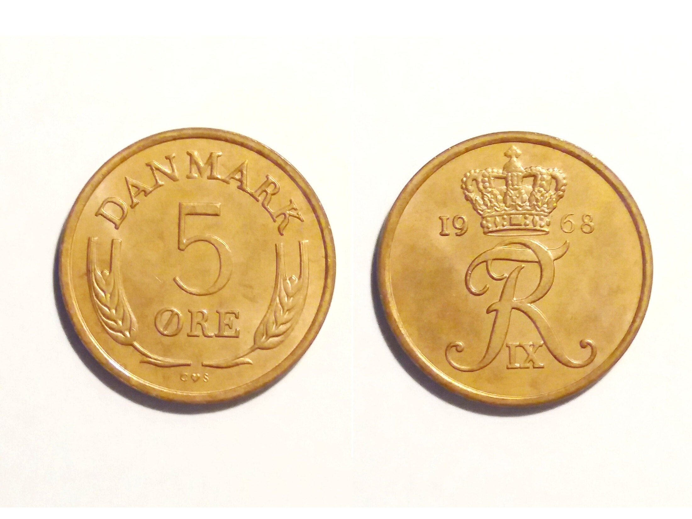Danish 5 Ore 1960, 1962, 1963, 1964, 1965, 1966, 1967, 1968. Vintage ...