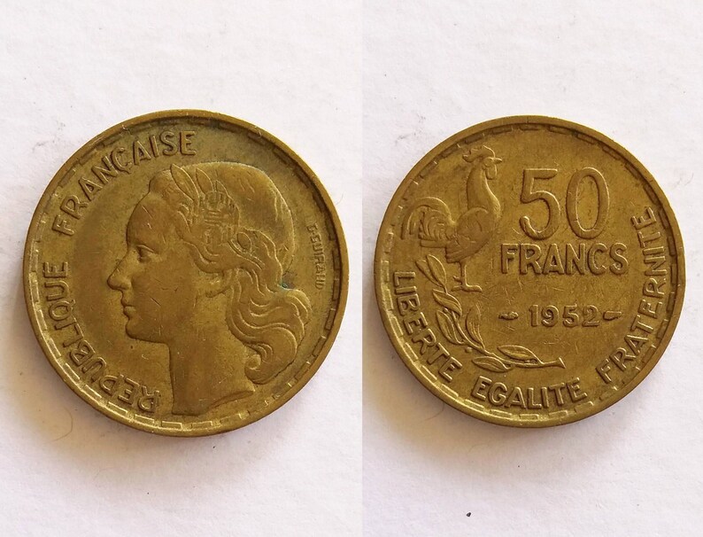 France 50 Francs, 1952, Fourth Republic, French Republic Vintage Coins ...