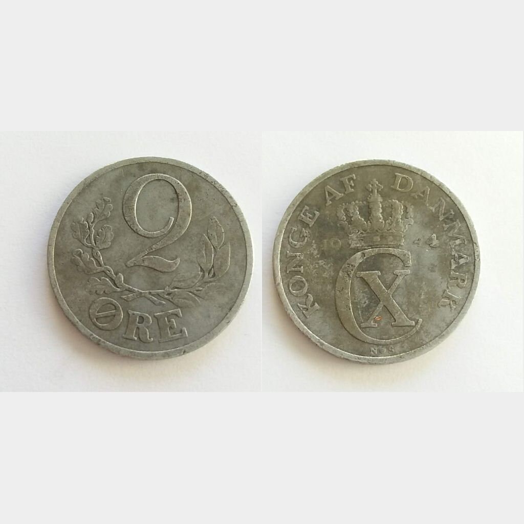 Danish 2 Ore 1941, 1942, 1943, 1944, 1945, 1947. Vintage Coins From ...