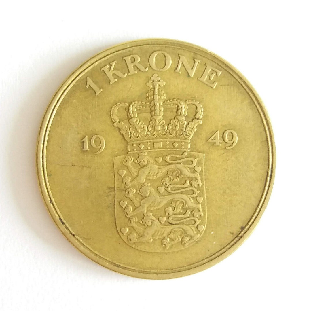 Denmark 1 Krone 1947, 1948, 1949. Vintage Coin 74 75 76 Year Old Coin ...
