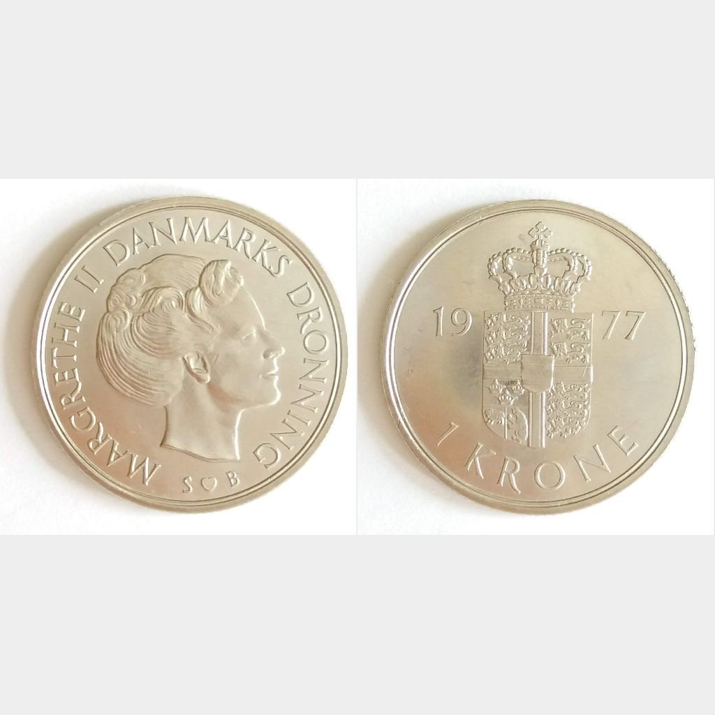 Danish 1 Krone 1973, 1974, 1975, 1976, 1977, 1978. Vintage Coin From ...