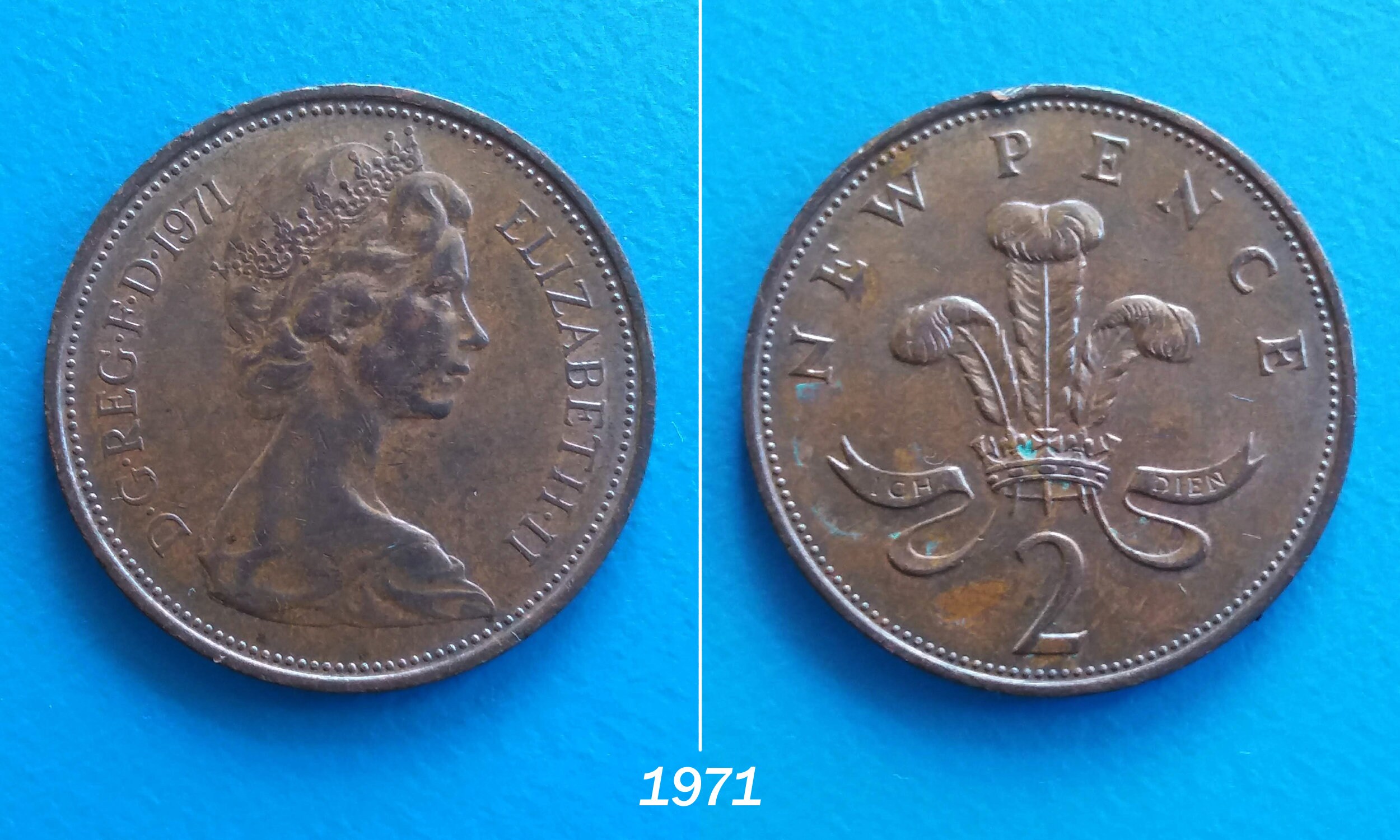 Great Britain, New Pence, 2 Pence, 1971, 1977, Vintage Coins From Great ...