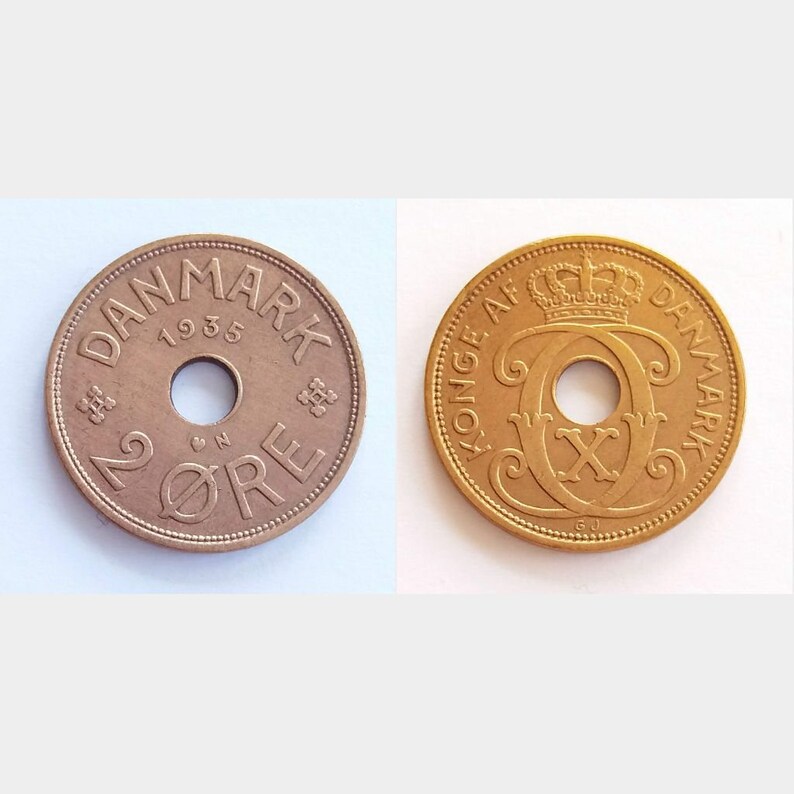 Danish 2 Ore 1930, 1931, 1932, 1934, 1935 - Vintage Coins From Denmark ...