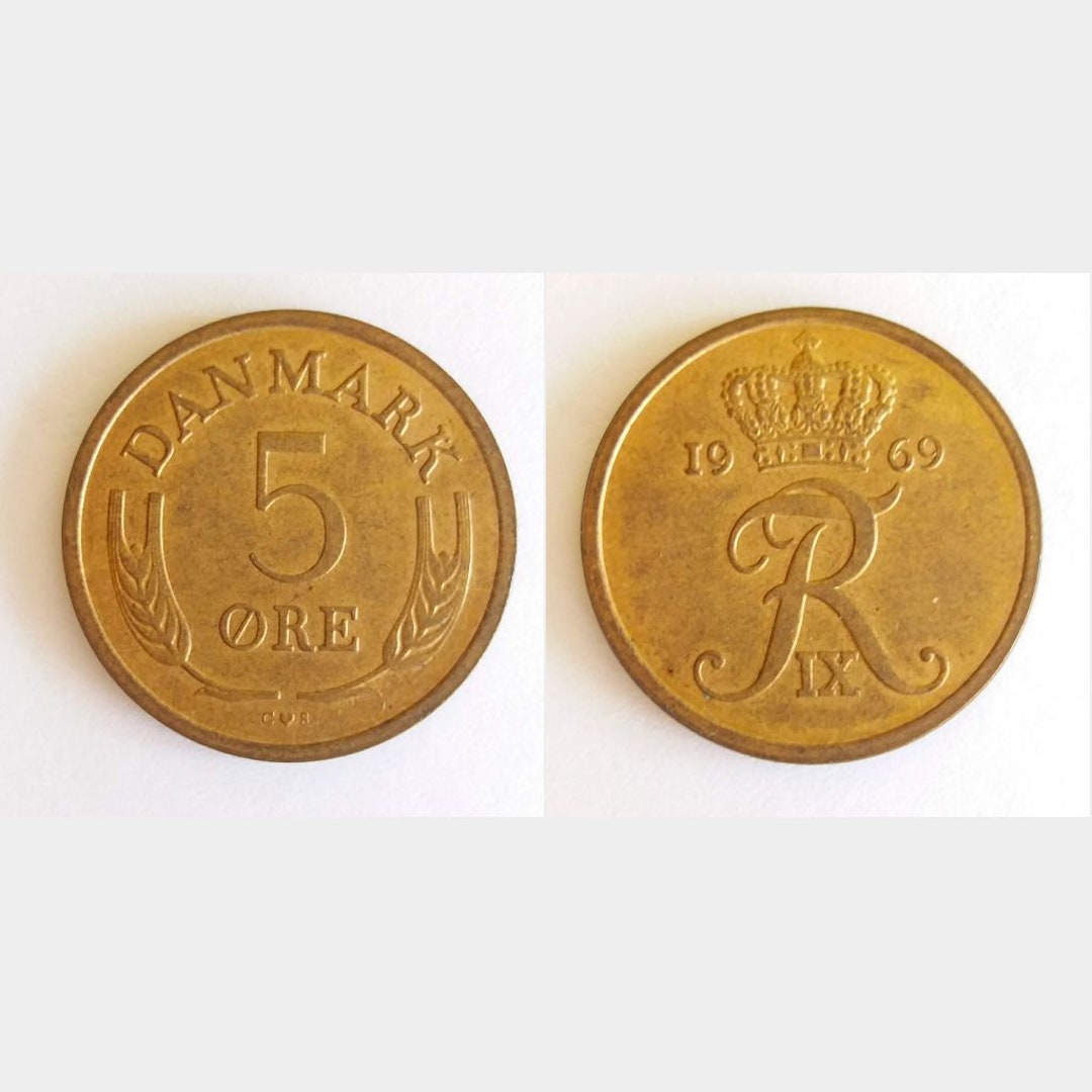 Danish 5 øre 1969, 1970, 1971, 1972, Vintage Coins From Denmark ...