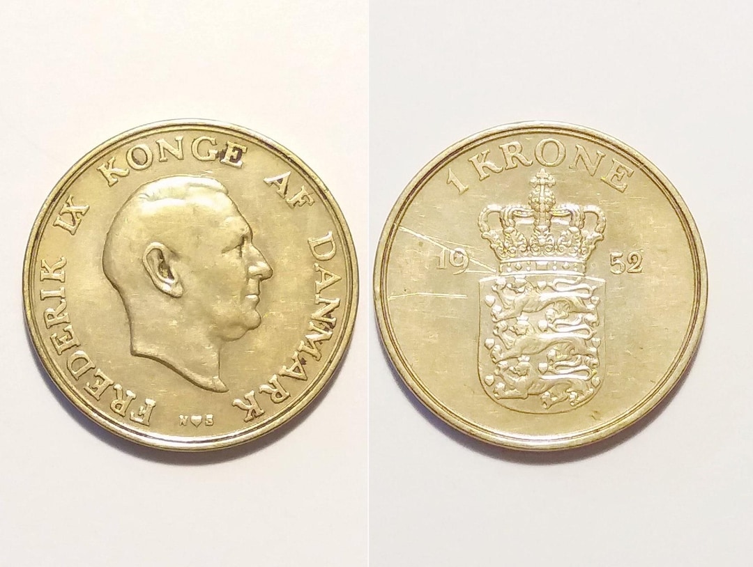 Danish 1 Krone 1952, 1953, 1954, 1955, 1956, 1957, 1958, 1959 Vintage ...