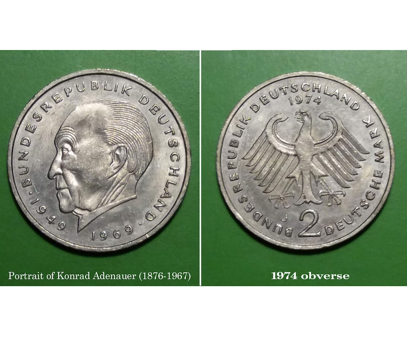 German 2-Mark 1970 1971 1972 1974 2 Deutsche Mark Coins | Etsy