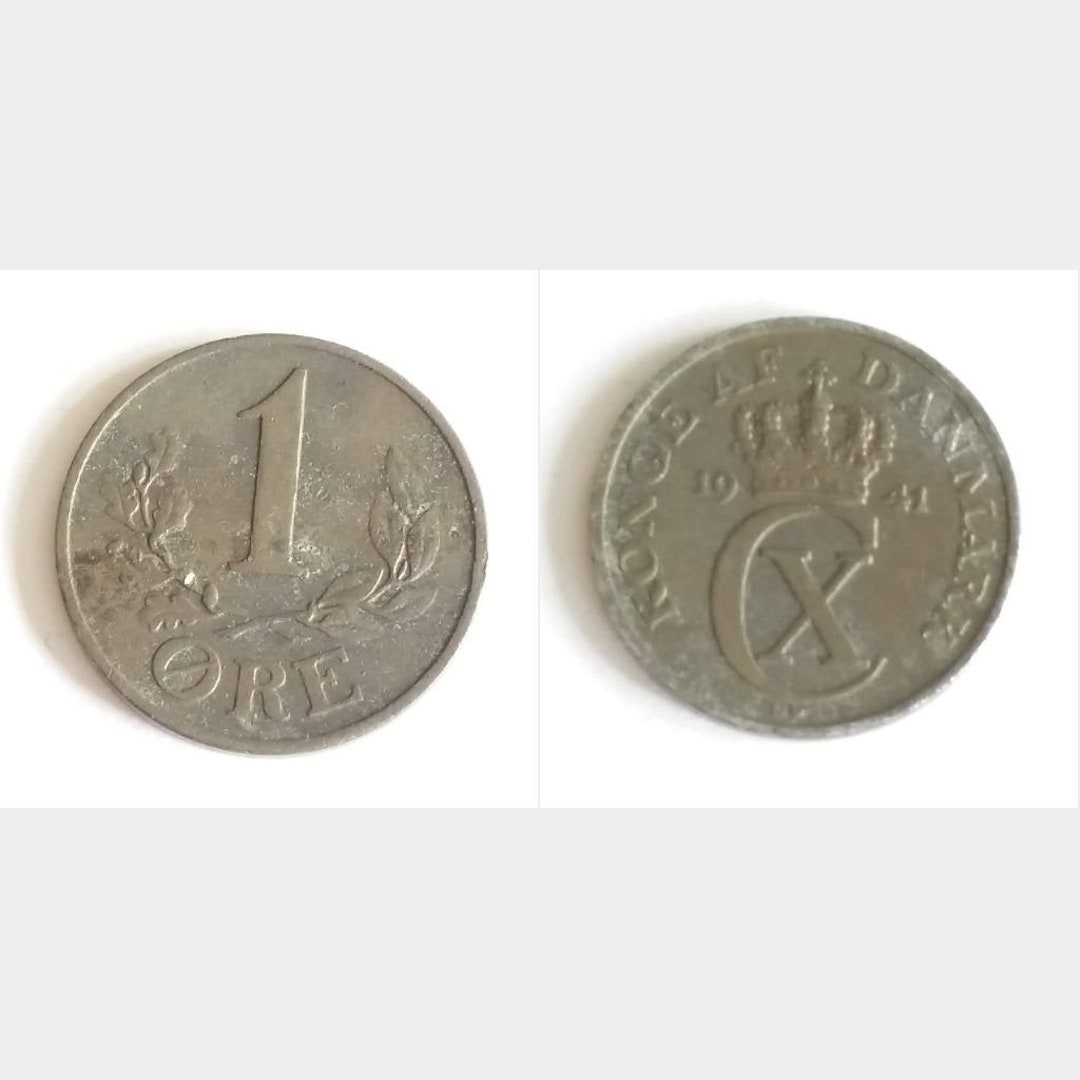 Danish 1 Ore 1941, 1942, 1943, 1944, 1945, 1946. Vintage Coins From ...