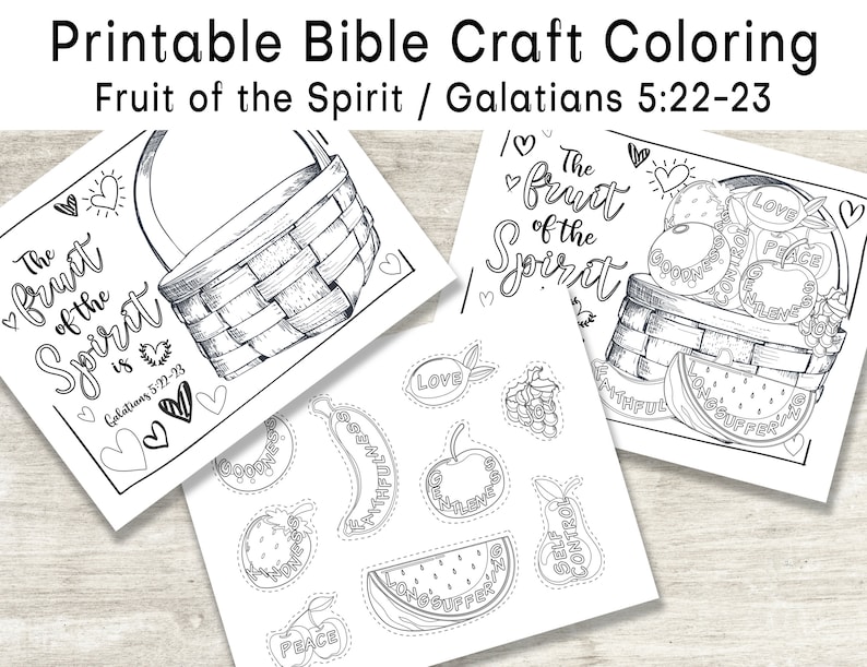 Printable Fruit of the Spirit Craft Coloring Activity, Galatians 5:22 ...