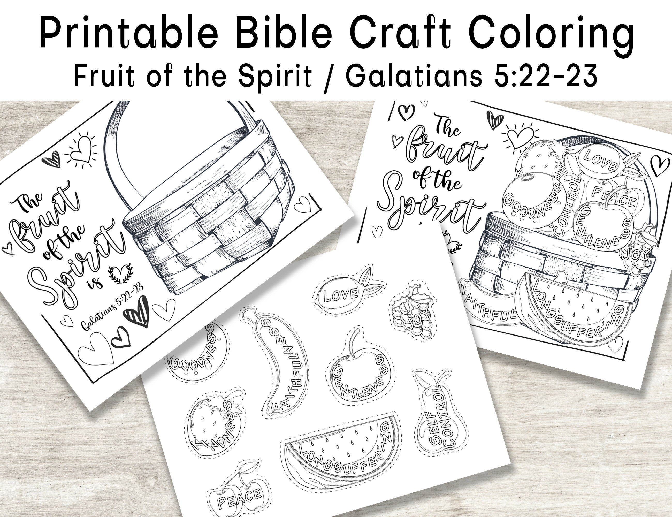 Printable Fruit of the Spirit Craft Coloring Activity, Galatians 5:22 ...
