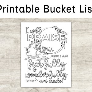 Scripture Coloring Page, Bible Coloring Page, Psalm 139:14, Fearfully ...