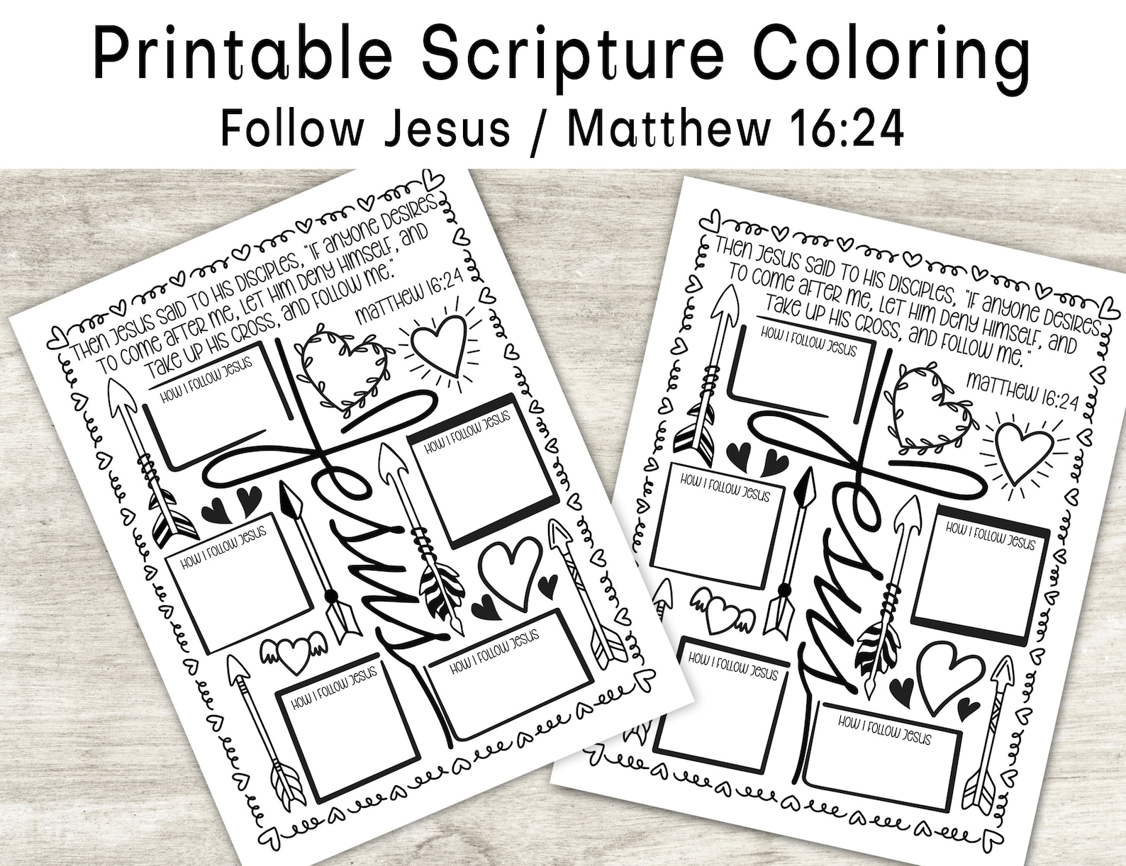 Follow Jesus Coloring Page, Printable Bible Coloring Page, Christian ...