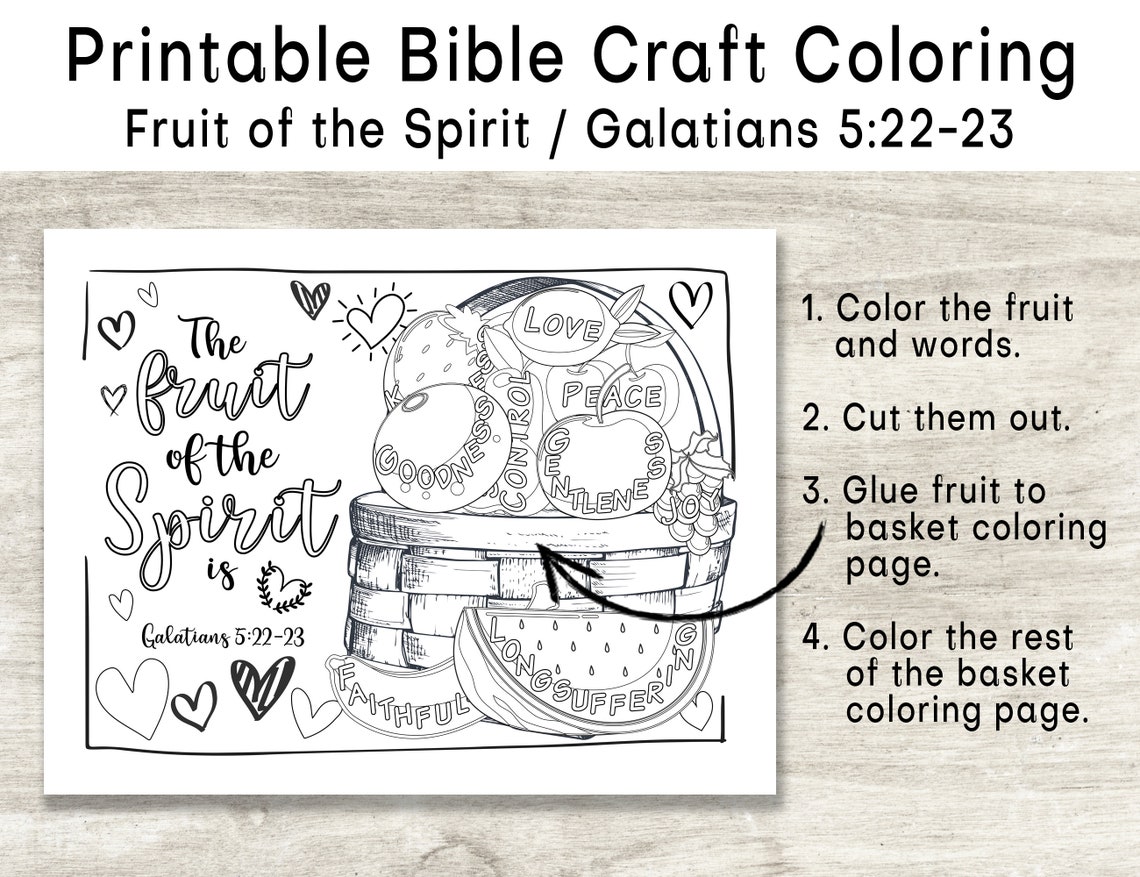 Printable Fruit of the Spirit Craft Coloring Activity, Galatians 5:22 ...