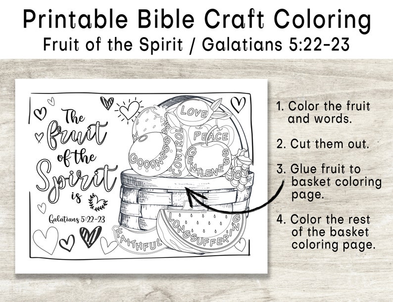 Printable Fruit of the Spirit Craft Coloring Activity, Galatians 5:22 ...
