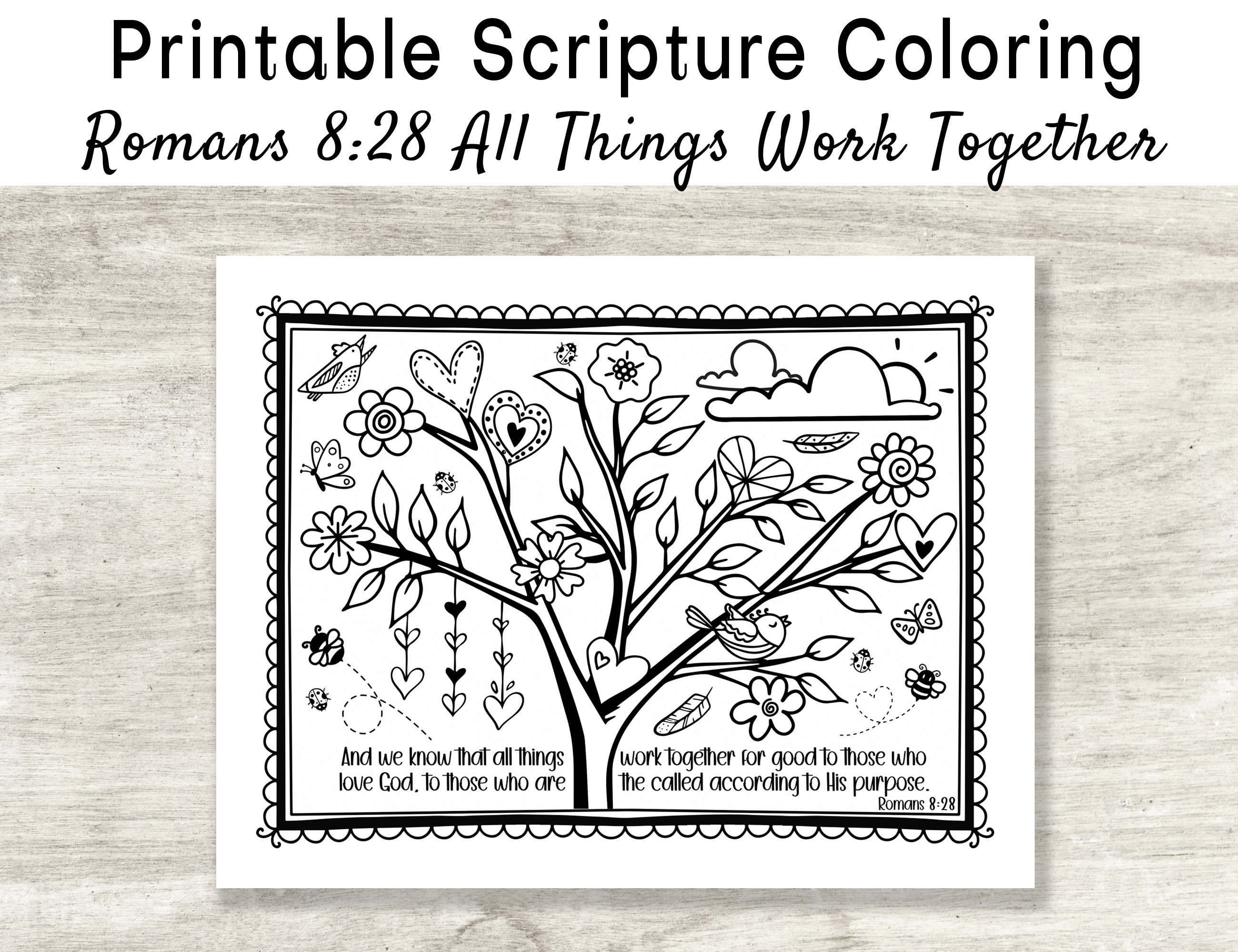 Romans 8:28 All Things Work Together, Jesus Coloring Page, Printable ...