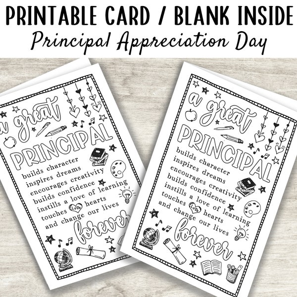 Principal Appreciation Coloring Card - Etsy