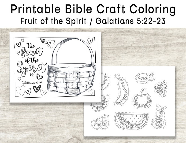 Printable Fruit of the Spirit Craft Coloring Activity, Galatians 5:22 ...
