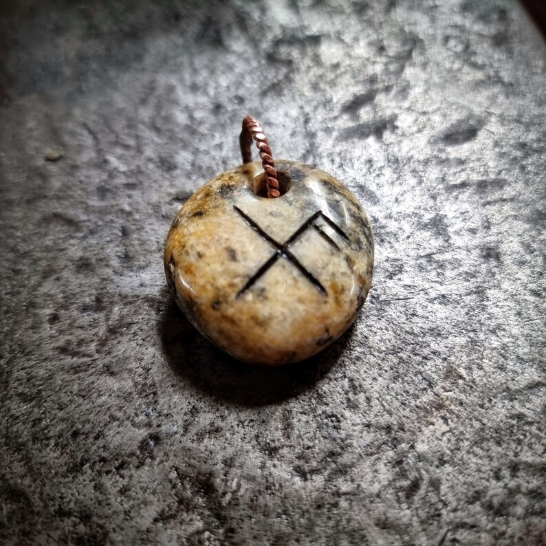Hand Made Good Luck Rune Viking Pendant Orkney Stone | Etsy