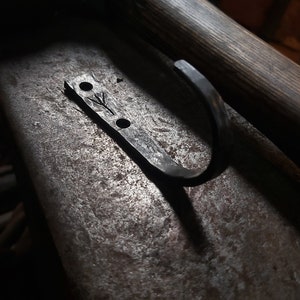Medium Hand-forged Hook - Rustic Decorative Hook With Optional Rune ...