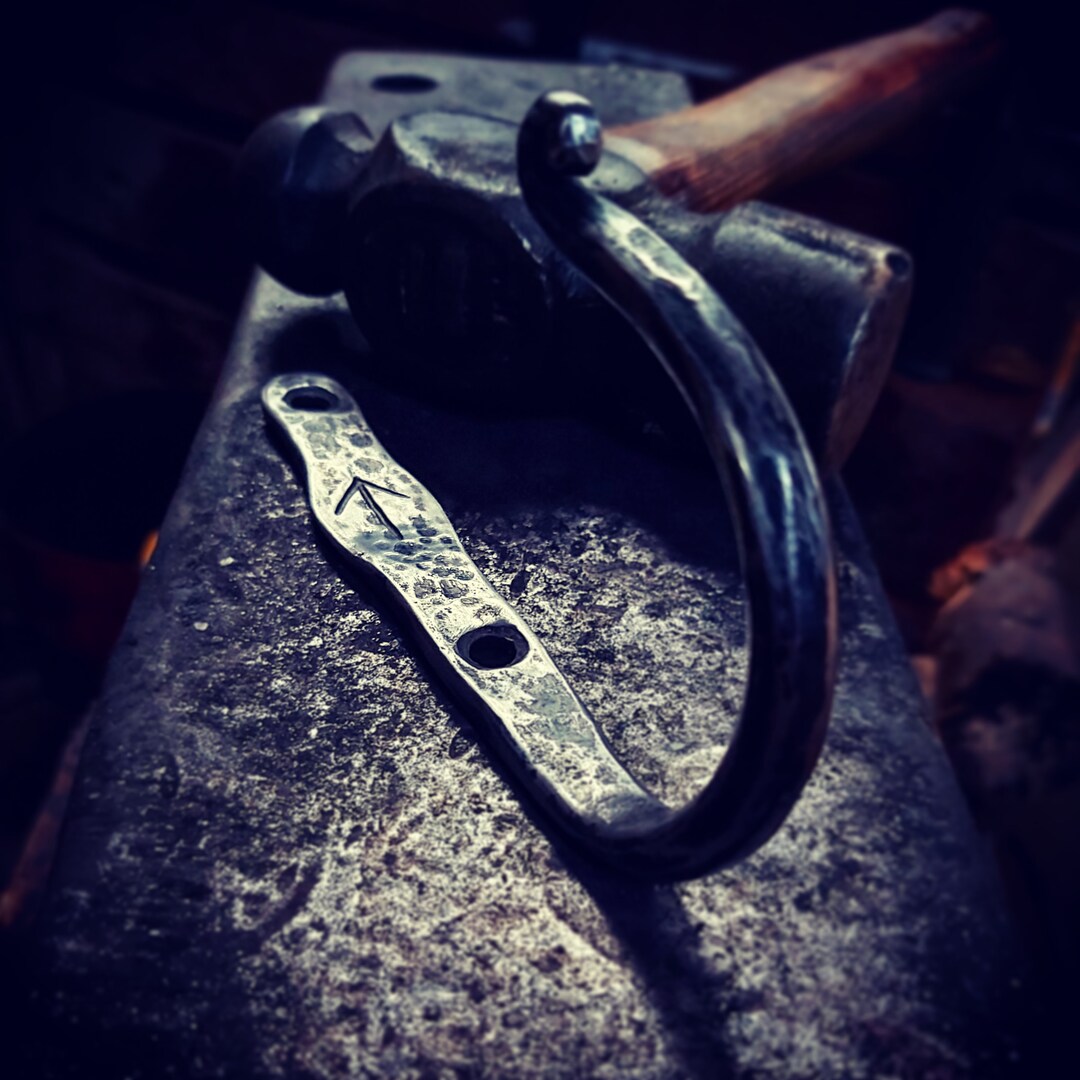 Large Hand-forged Hook - Rustic Decorative Hook With Optional Rune ...