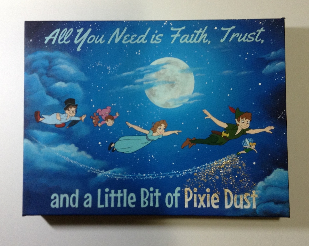 Peter Pan Acrylic Canvas Painting Disney Animated Movies Never - Etsy