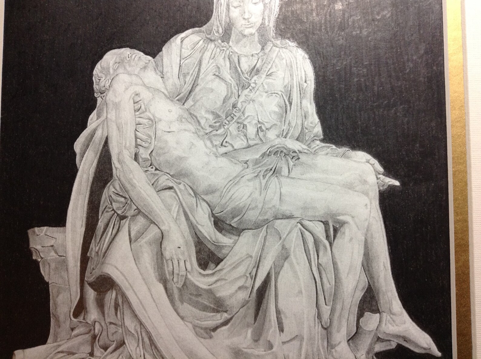 Pieta Drawing Michelangelo Jesus Christ Crucifixion Virgin Mary Pencil ...