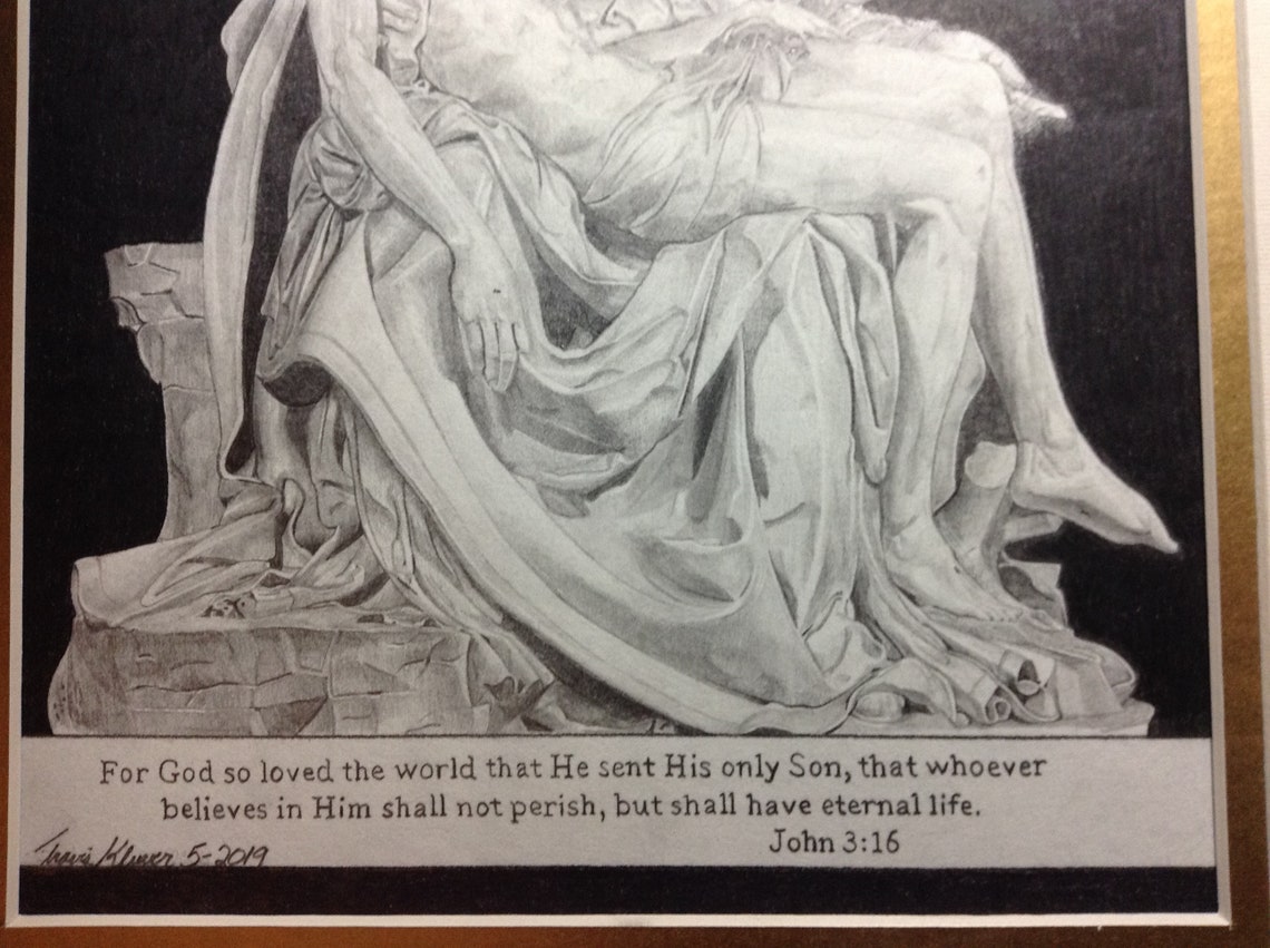 Pieta Drawing Michelangelo Jesus Christ Crucifixion Virgin Mary Pencil ...