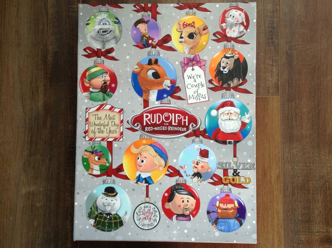 Rudolph the Red Nosed Reindeer Canvas Painting Santa Claus Rankin and ...