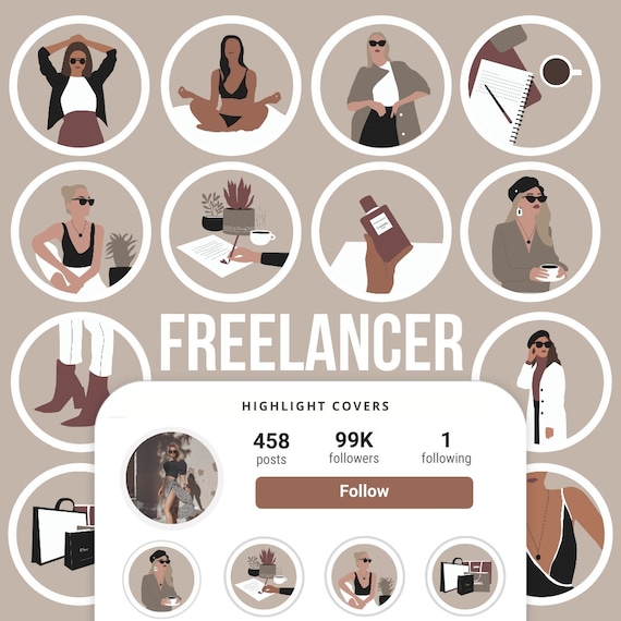 Boutique Instagram Story Highlight Trendy Influencers Illustrations ...