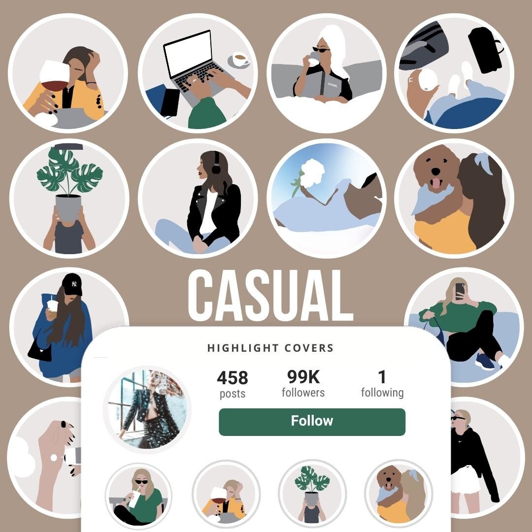 Boutique Instagram Story Highlight Trendy Influencers Illustrations ...
