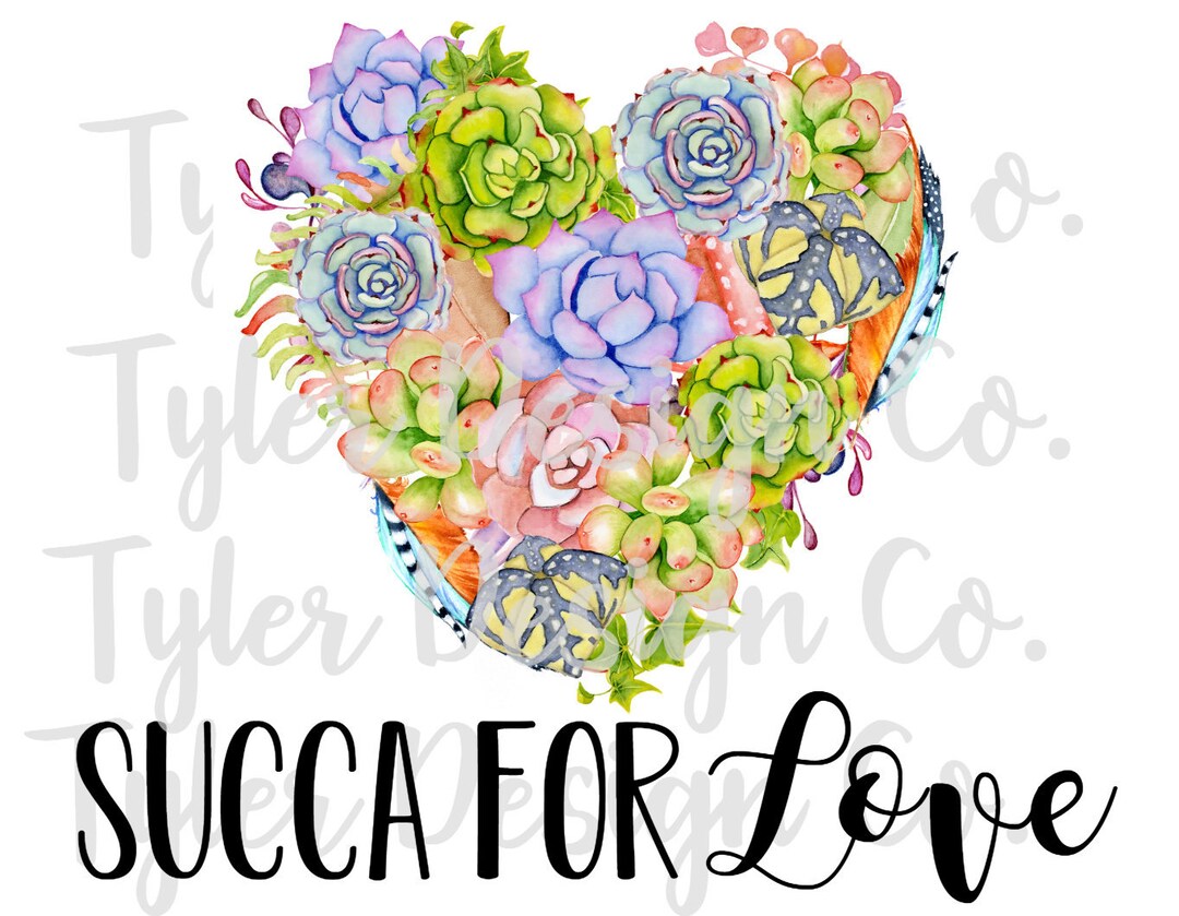 Heart Cactus Succulent Watercolor Clipart: Succa for Love PNG (digital ...