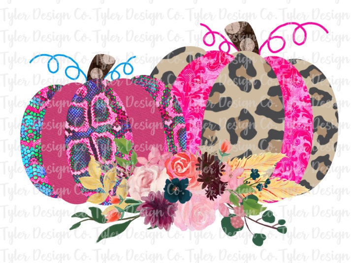 Floral Pumpkin Snakeskin Leopard Watercolor Sublimation Fall - Etsy