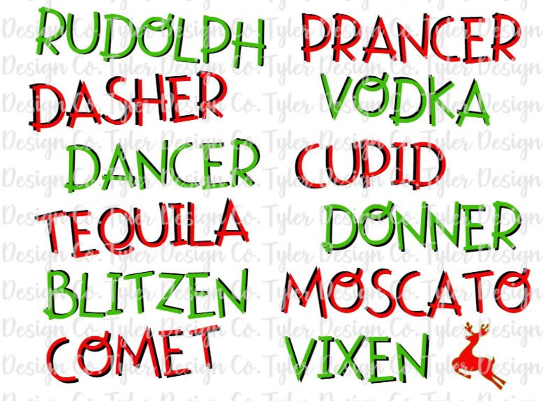 Rudolph Reindeer Names Christmas Design (PNG File) - Etsy