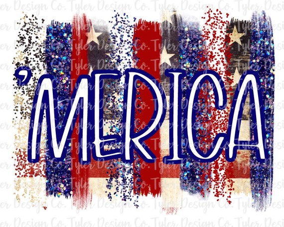 Merica Patriotic Glitter Flag Memorial Day July 4th Fourth | Etsy