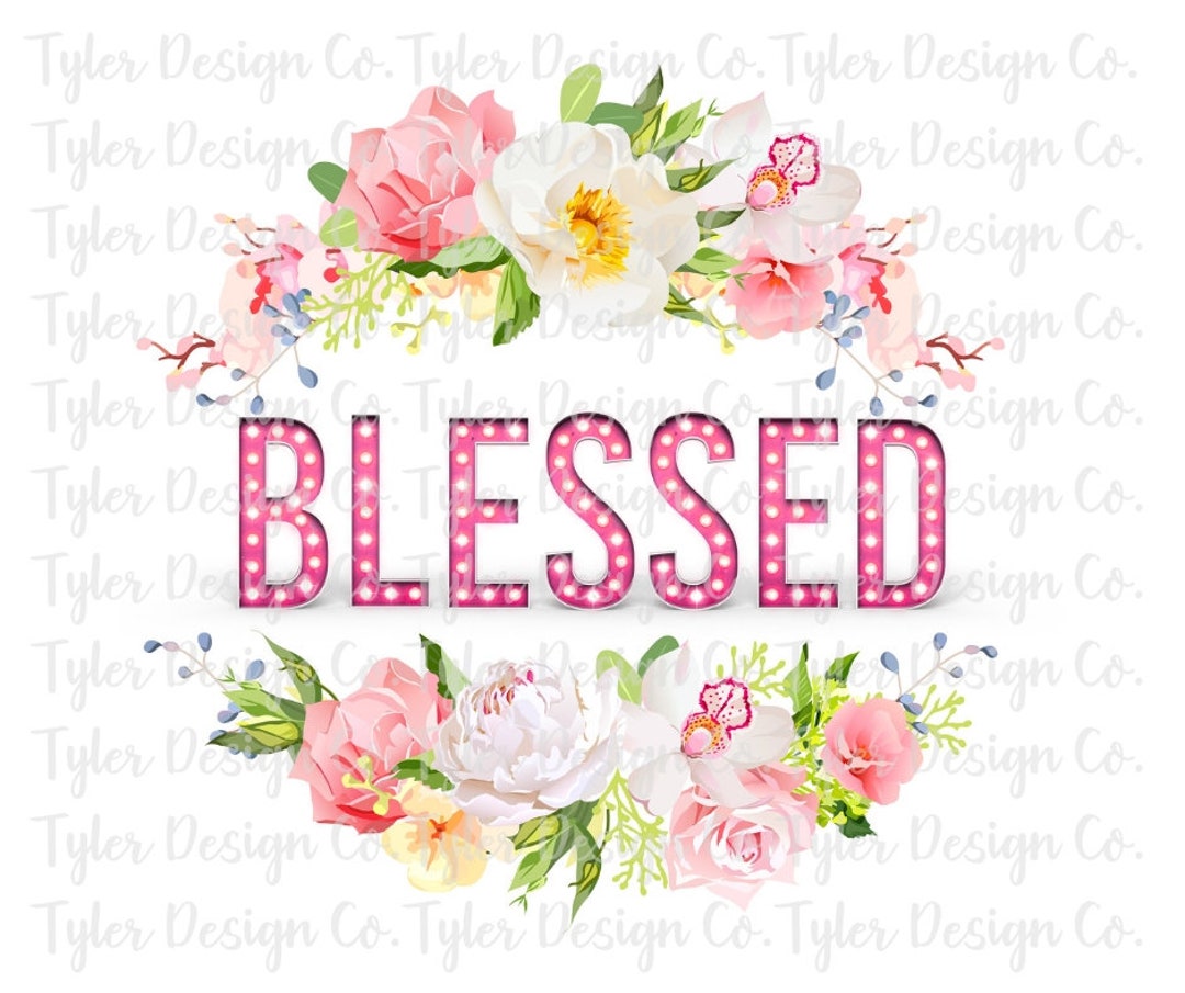 Blessed Floral Watercolor Clipart: Marquee Letters (PNG File) - Etsy