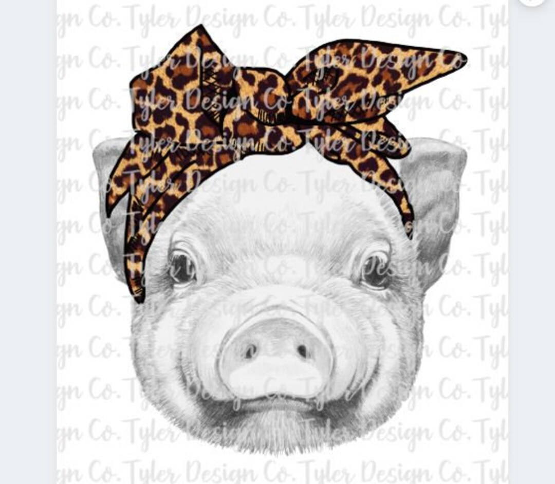 Pig Face With Leopard Headband: Sketched PNG (digital Download) - Etsy