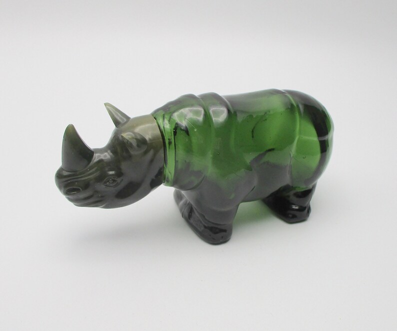 Avon Big Game Rhino Bottle - Green Glass Rhino - Dandtbarnfinds - Etsy