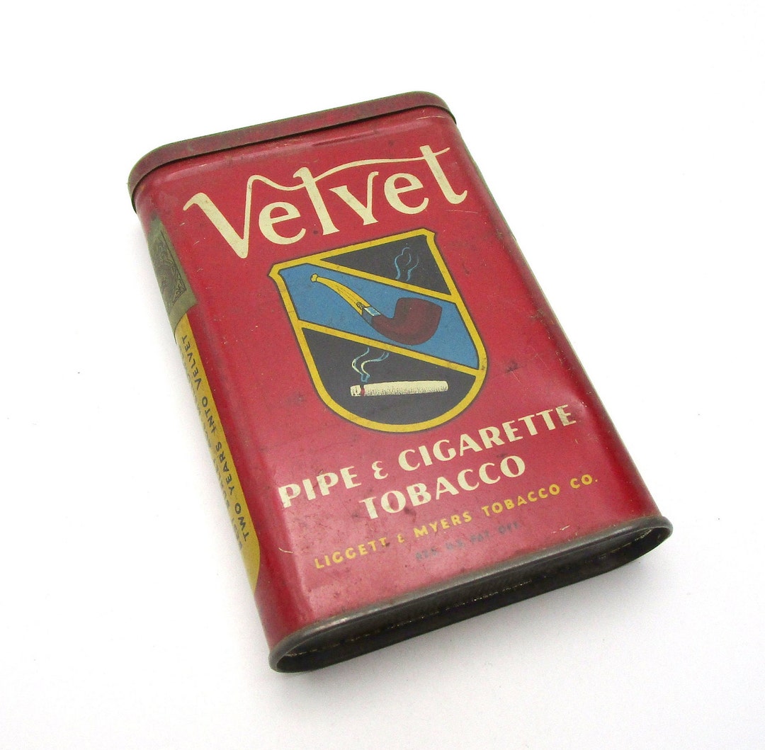 Vintage Velvet Pipe & Cigarette Tobacco Tin Dandtbarnfinds - Etsy